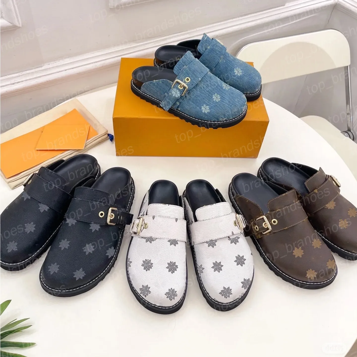 Cosy Clogs Womens Suede Platform Mules Floral Print Leather Slides With ...