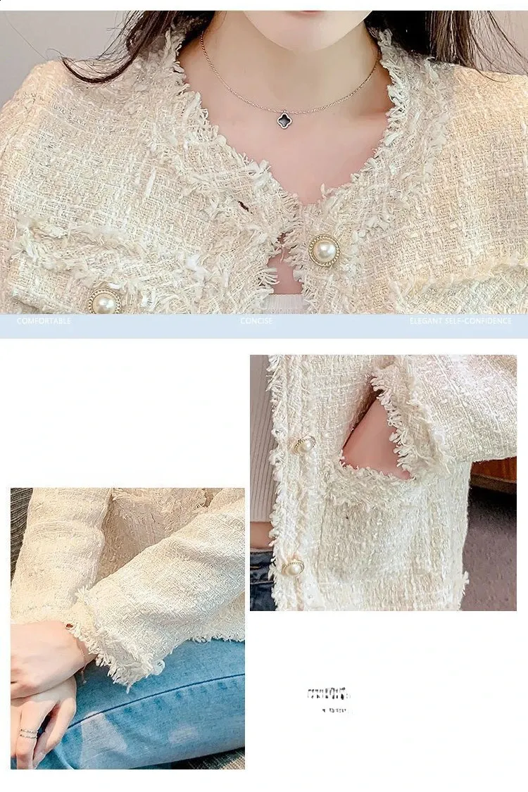 Premium Wool Blend Tweed Coat: Korean Fashion Inspired Cropped Jacket ...