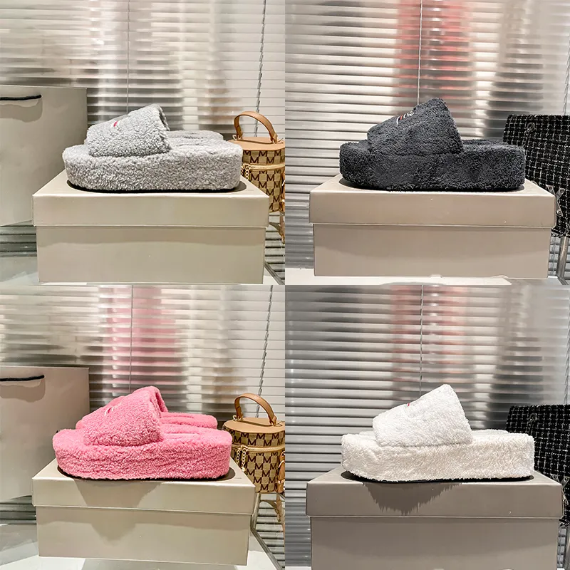 Designer Furry Slides For Women Paris Fashion, Fall/Winter Fur Shoes In ...