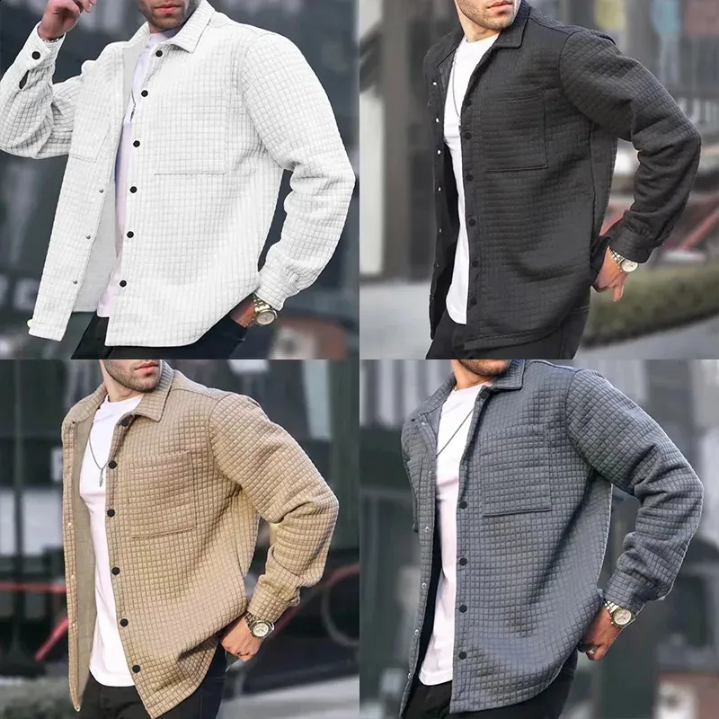 Mens Checkered Long Sleeve Cardigan Casual Comfortable Large Sizes
