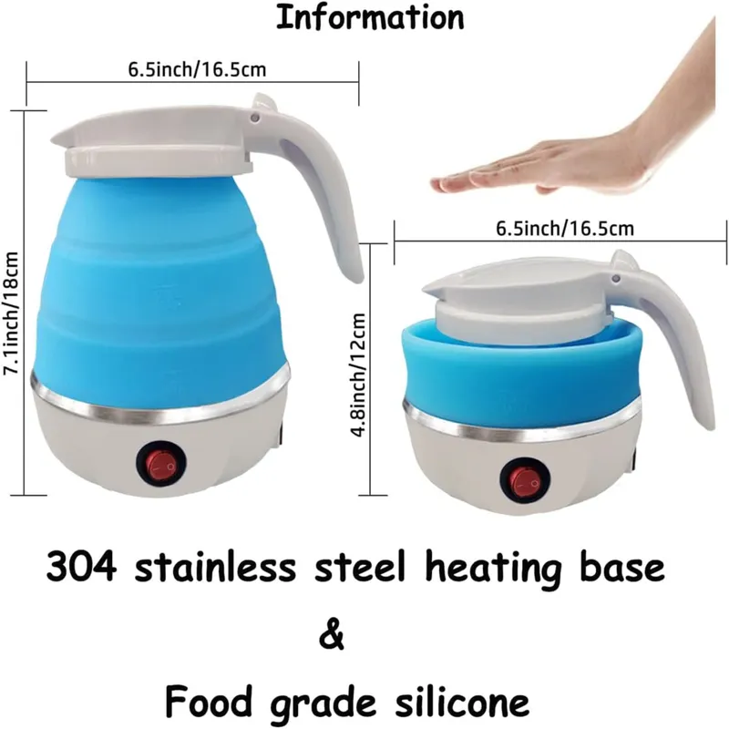 Collapsible Travel Kettle - Food Grade Silicone, Fast Boil Electric ...