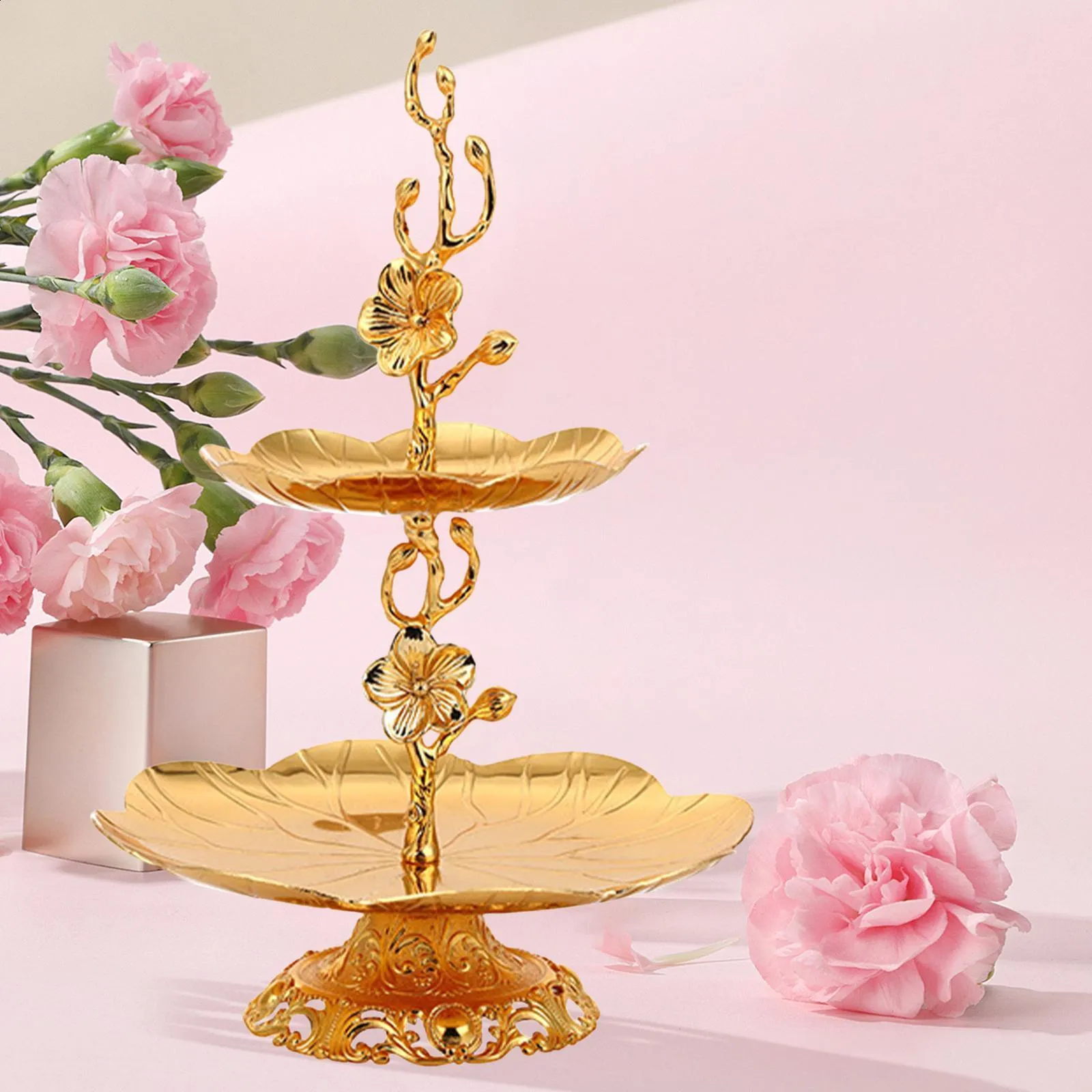 Golden 2-Tier Cake Stand - Elegant Dessert Tower, Perfect for Parties ...