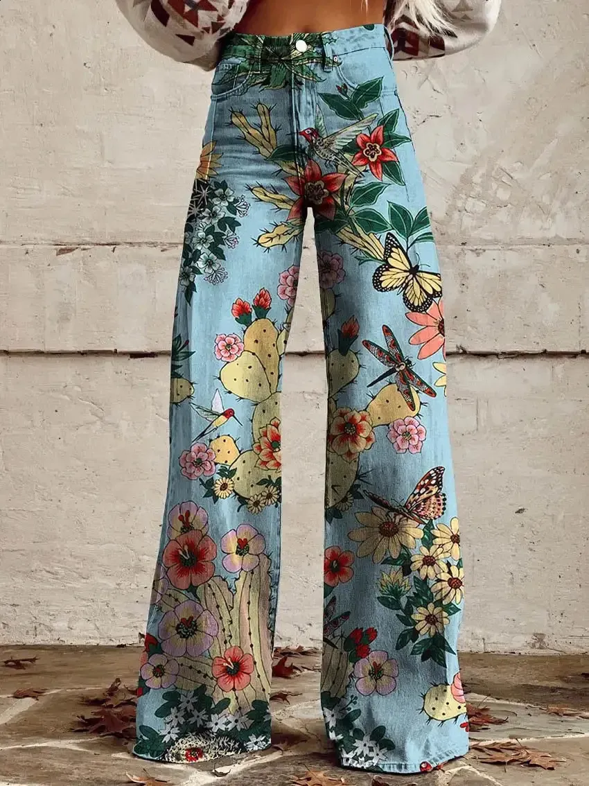 Jeans Acampanados Estampados De Rosa 3D Para Mujeres: Pantalones De ...