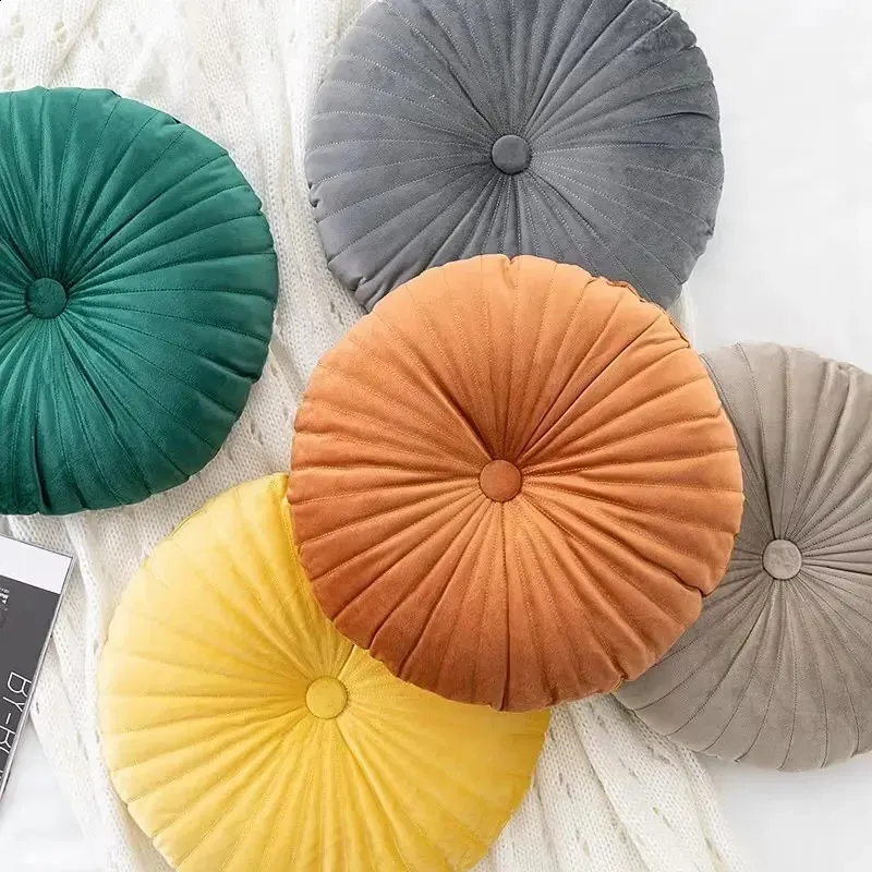 Candy Color Pumpkin Throw Pillow Soft Velvet Round Sofa Decorative ...