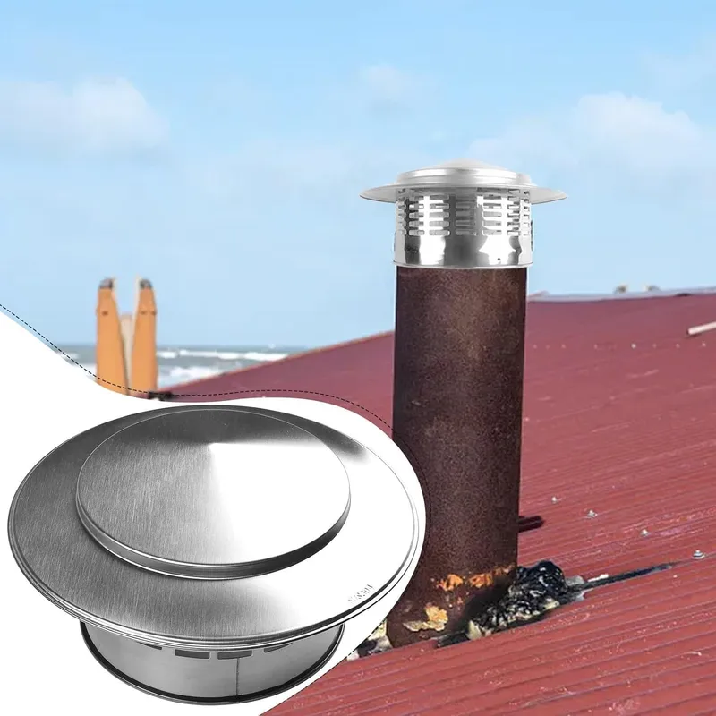 8 Inch Round Chimney Stove Pipe Topper - 304 Stainless Steel, Full ...