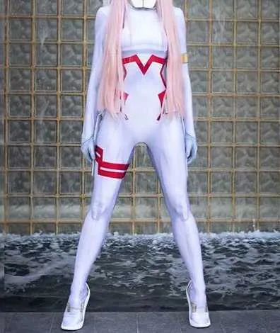 White Zero Two Catsuit Cosplay Costume Darling In The Franxx 02 Zentai ...