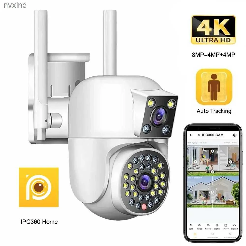 4K 8MP Dual Lens WiFi PTZ Security Camera - IP66 Outdoor, Color Night ...