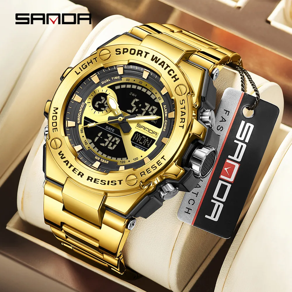 Men's Stainless Steel Multifunctional Electronic Watch - SANDA 3363 ...