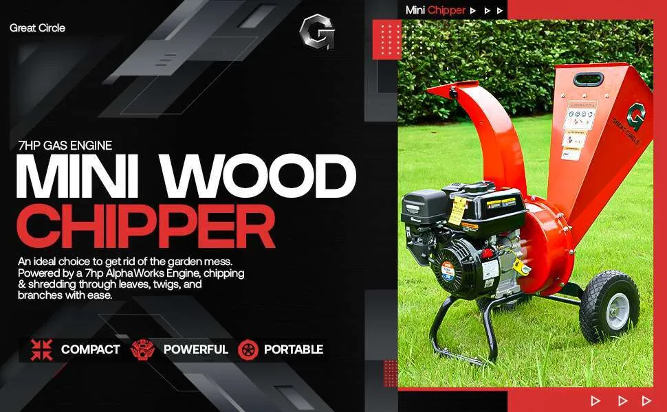 Ultra Duty 7 HP Gas Powered Mini Chipper Shredder Mulcher With 3 Max ...