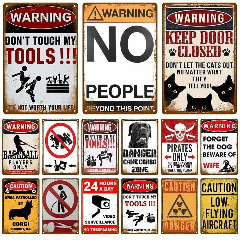 Retro Metal Warning Sign For Home, Bar, Club, And Cave Wall Plates ...