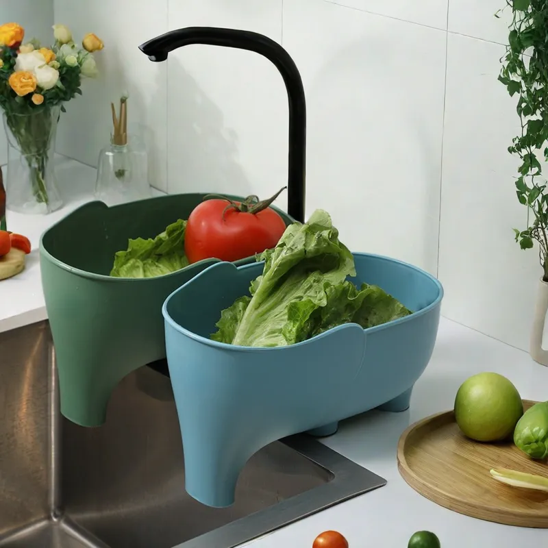 Multifunctional Plastic Drain Bowl - Kitchen Strainer, Salad Spinner ...