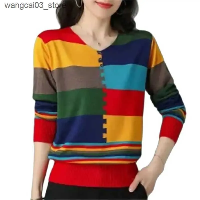 Women's Color-Blocking Long Sleeve Maternity Sweater - Knitted, Loose ...