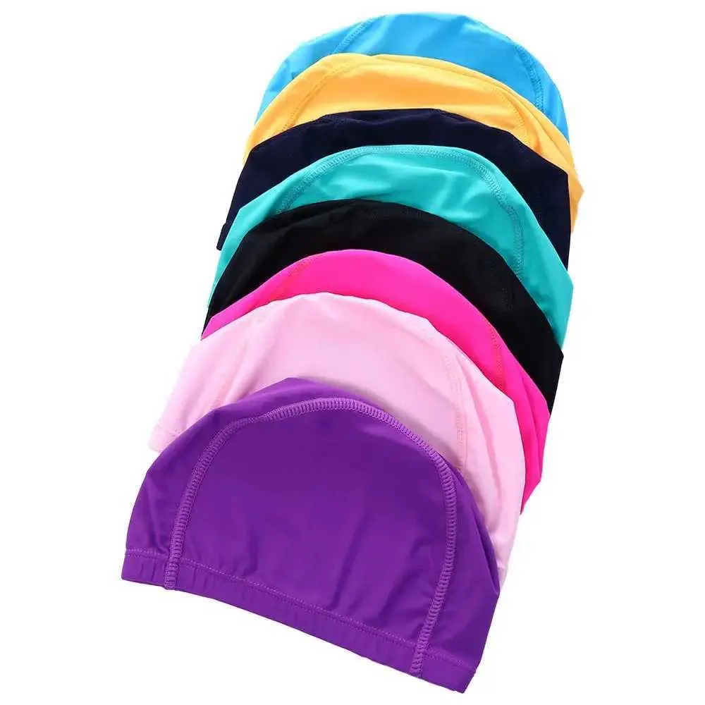 Waterproof Long-Haired Non-Slip Elastic Nylon Swimming Cap for Water ...