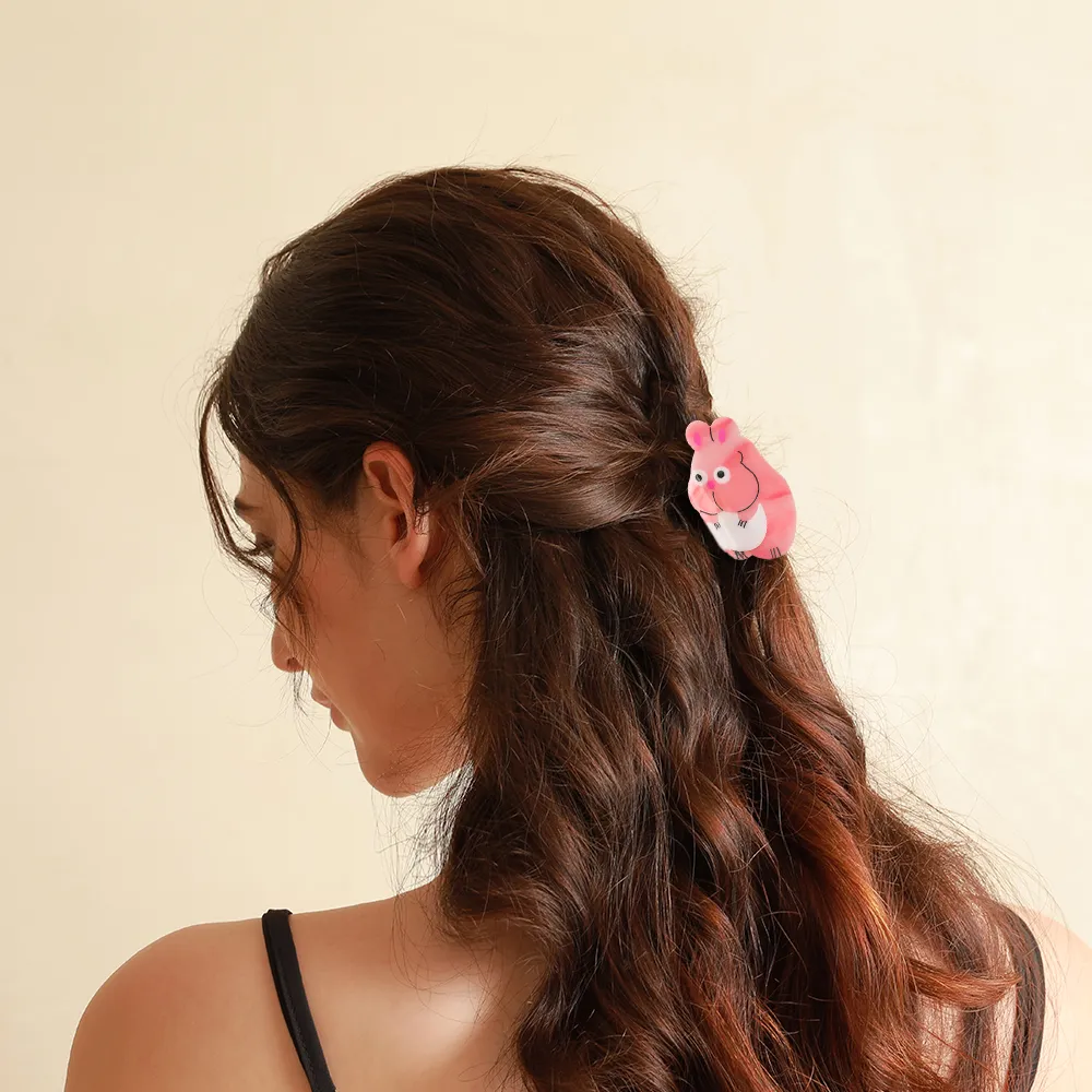 Cute Pink Mouse Acetate Hair Clips Handmade Splicing Grasp Clips For ...