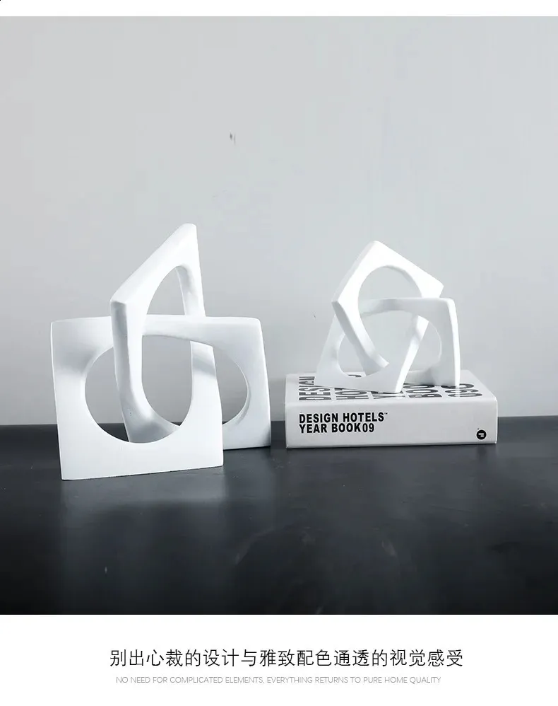 White Cross Square Hollow Window Decoration - Geometric Ring Sculpture ...