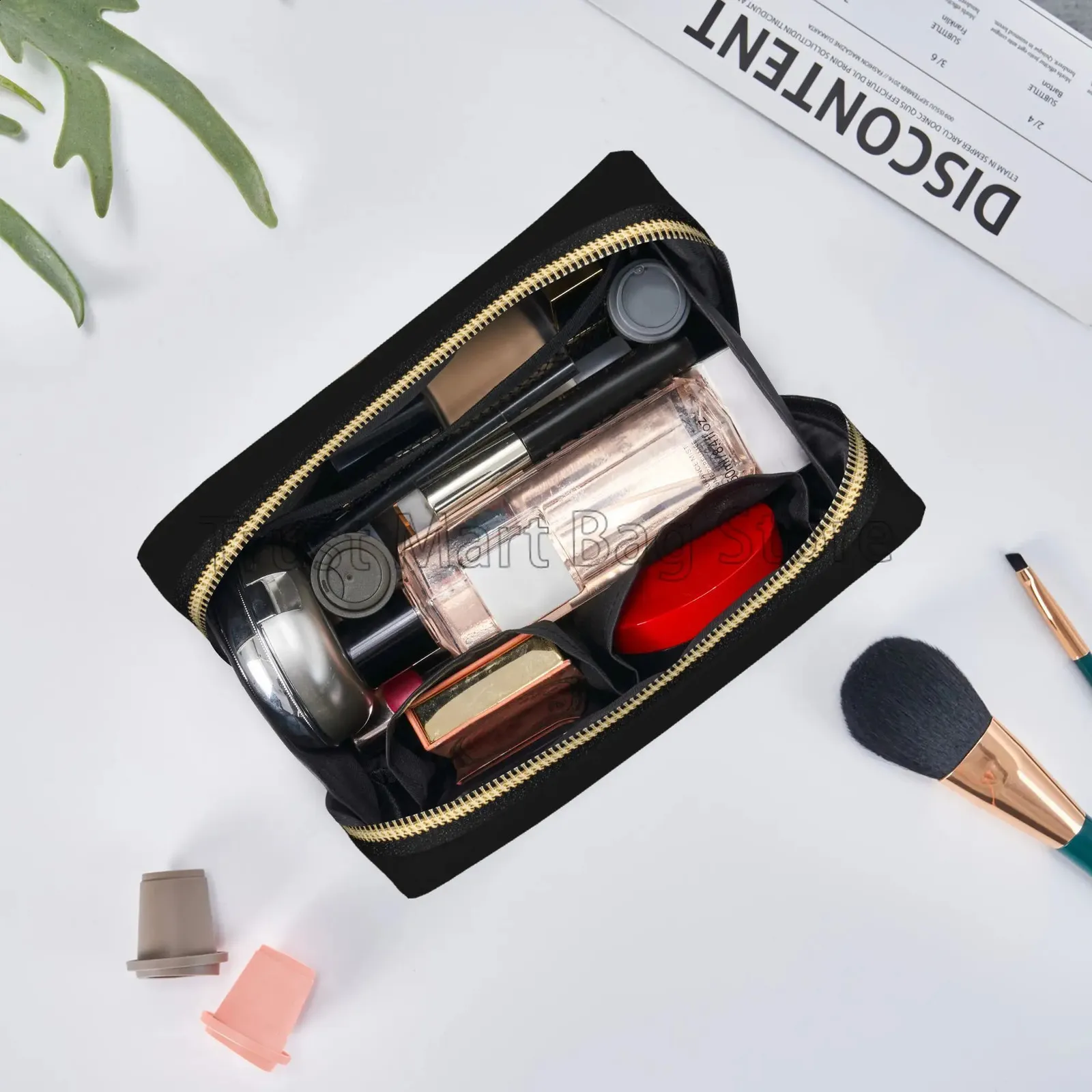 Pink & Green Leather Travel Makeup Bag with Inspiration Front - Perfect ...