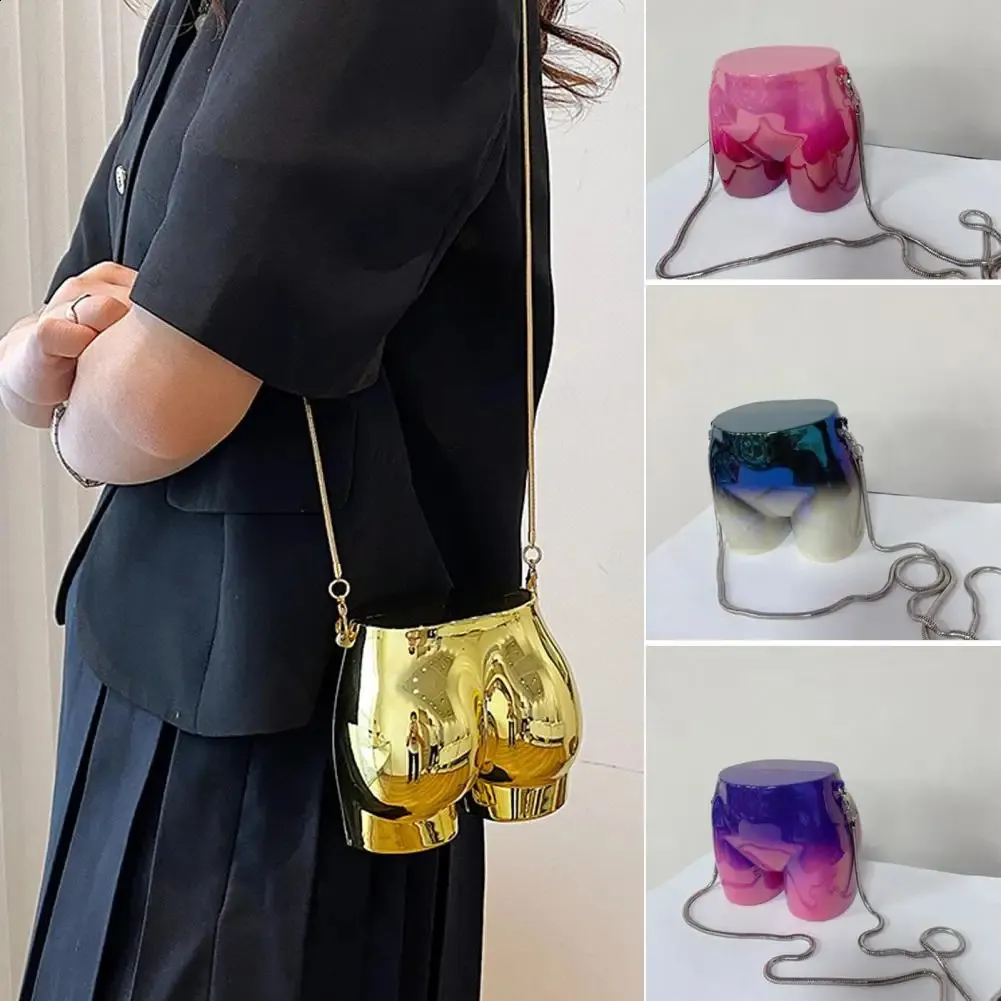 Funny Acrylic Hip Shoulder Bag with Herringbone Chain Strap - Novel ...