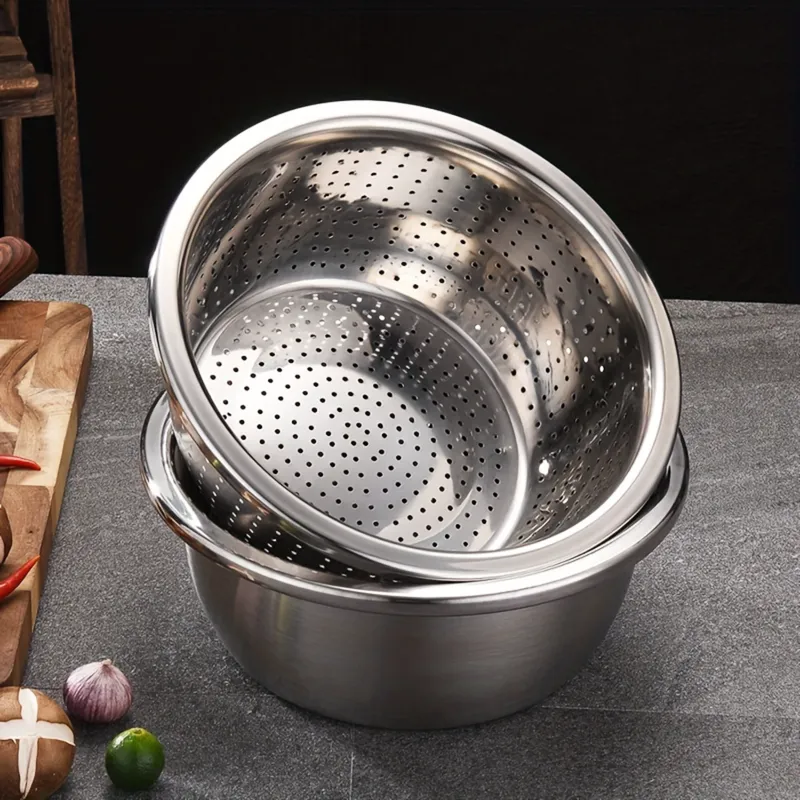 Premium Stainless Steel Strainer Baskets - Dual Layer, Large Capacity ...
