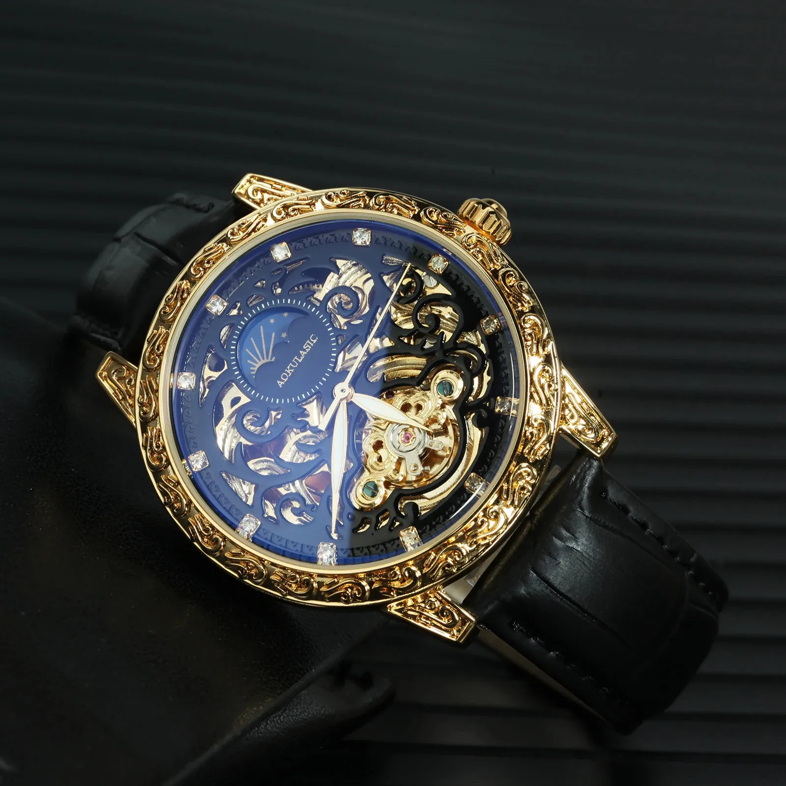 Skeleton Mens Watches, Elegant Automatic Mechanical Timepiece with ...