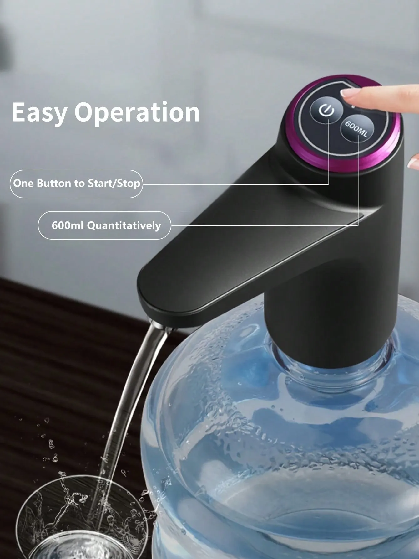 Portable USB Rechargeable Water Dispenser with 600ml Cups - 5 Gallon ...