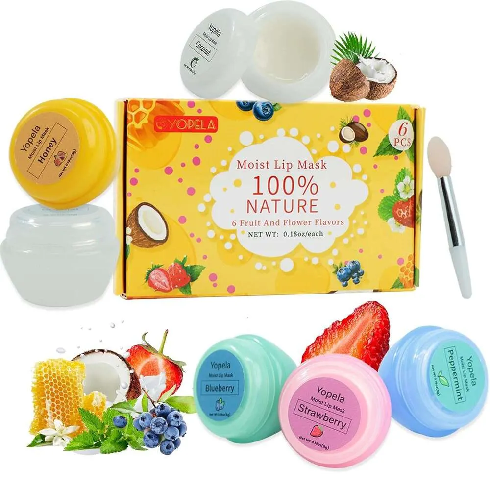 6 Pack Coconut Lip Balm Set with Beeswax - Moisturizing Lip Care for ...