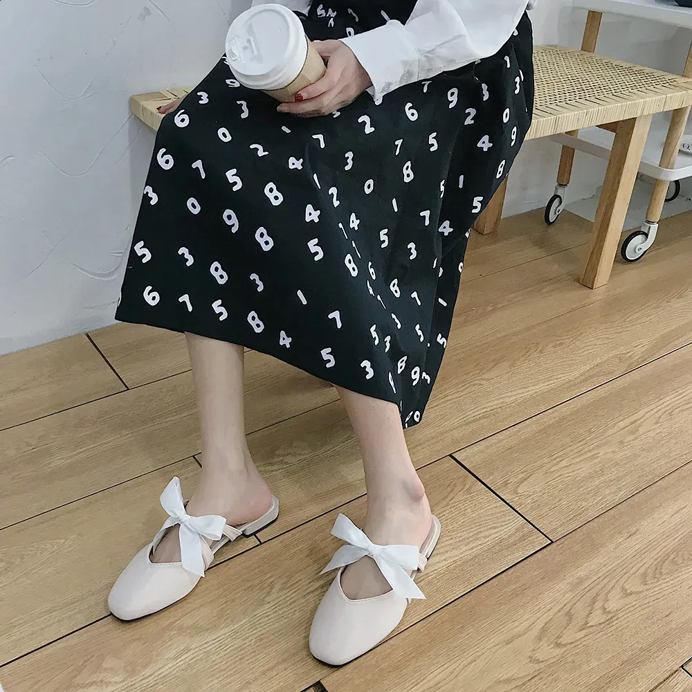 Women's Silk Butterfly Knot Pu Slippers - Square Toe Chunky Low Heel ...