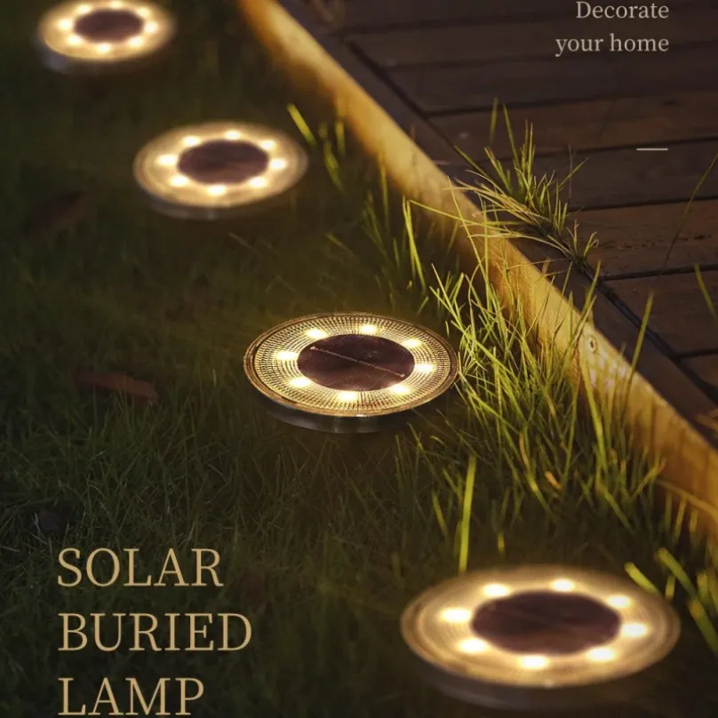 Solar Powered LED Ground Lights - IP68 Waterproof, Outdoor Path Deck ...