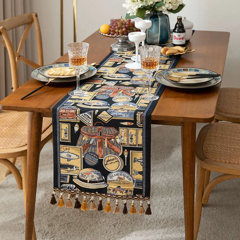 Vintage Tassel Tablecloth - American Style Woven Polyester - Table ...