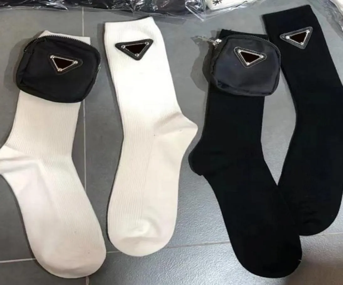 Women's Flexible Long Black Cotton Socks With Triangle Letters And ...