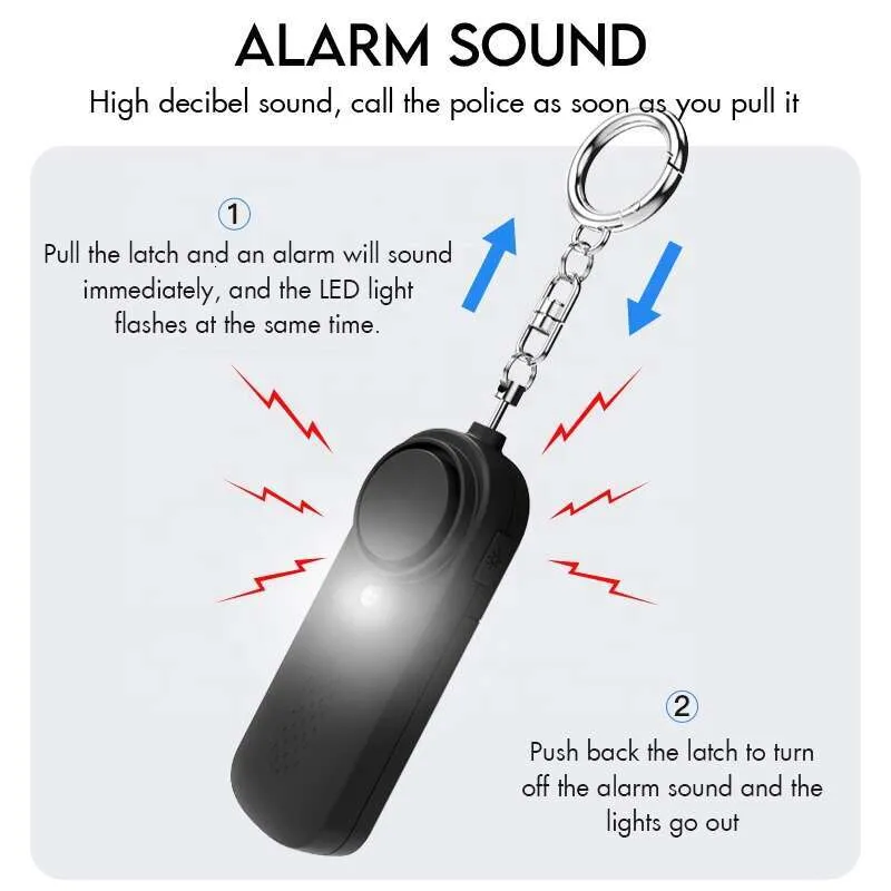 140dB Emergency Alarm Keychain: Personal Safety & Security with LED ...