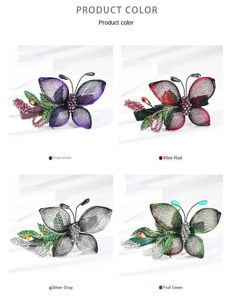 Copper Wire Butterfly Hair Clips for Women - Retro Luxury Crystal ...