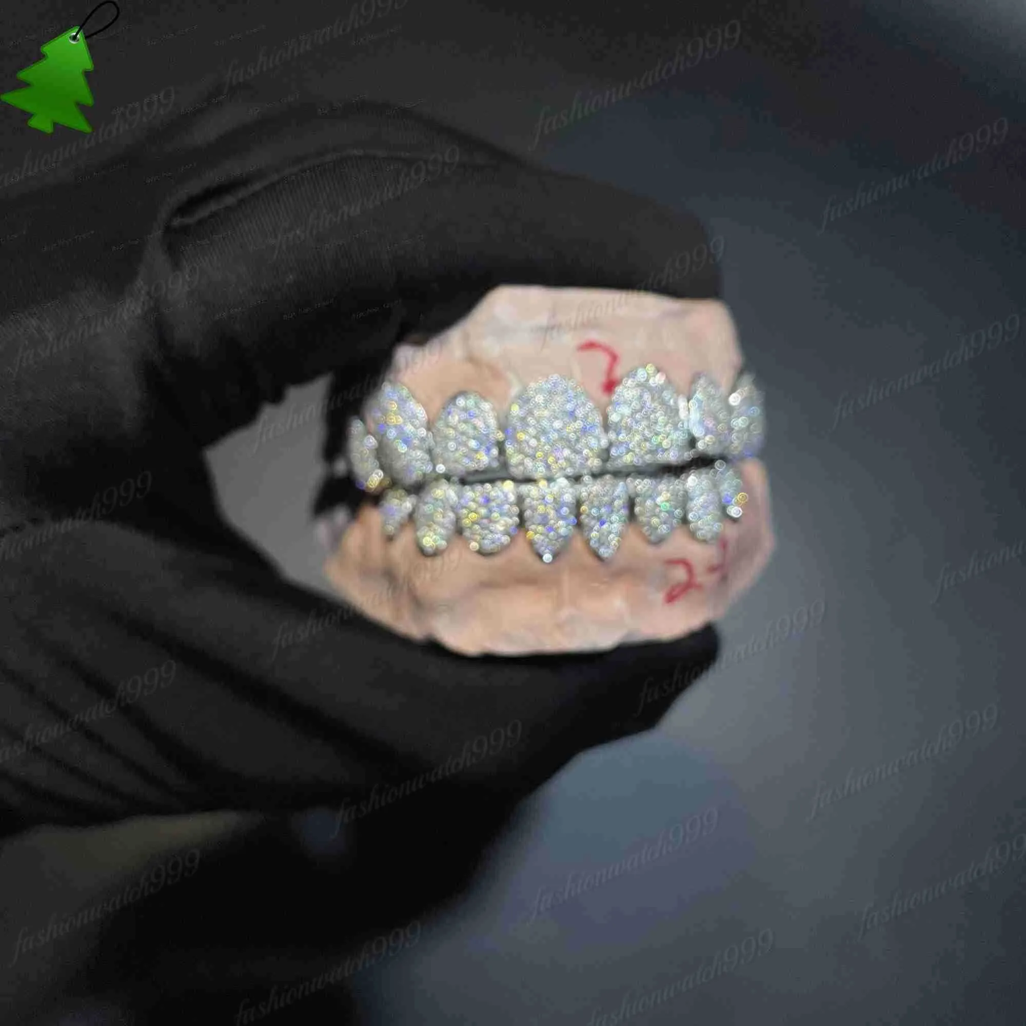 Custom Made Dental Grillz Iced Out Sterling Silver Real Gold Jewelry ...