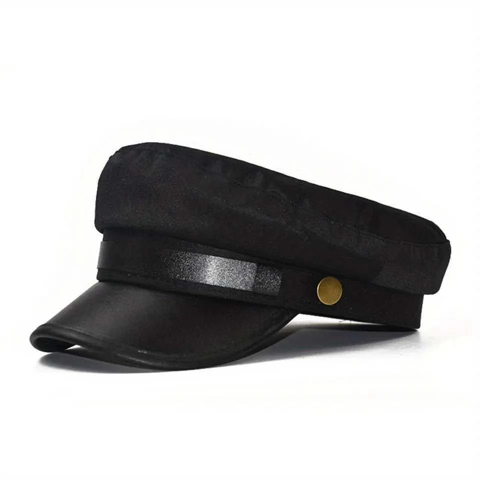 Women's Retro PU Leather Beret Hat with Iron Buckle - Octagonal, Fall ...