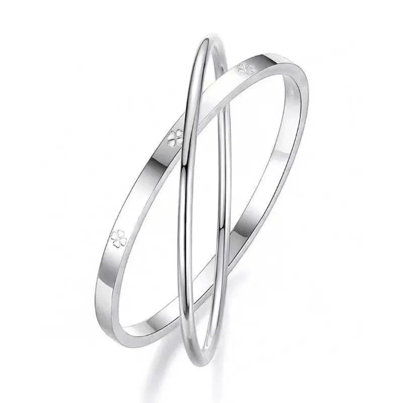 Designer Bangle: S925 Sterling Silver Bangles, Korean Bracelet, Love Bracelet Silver Matching ...