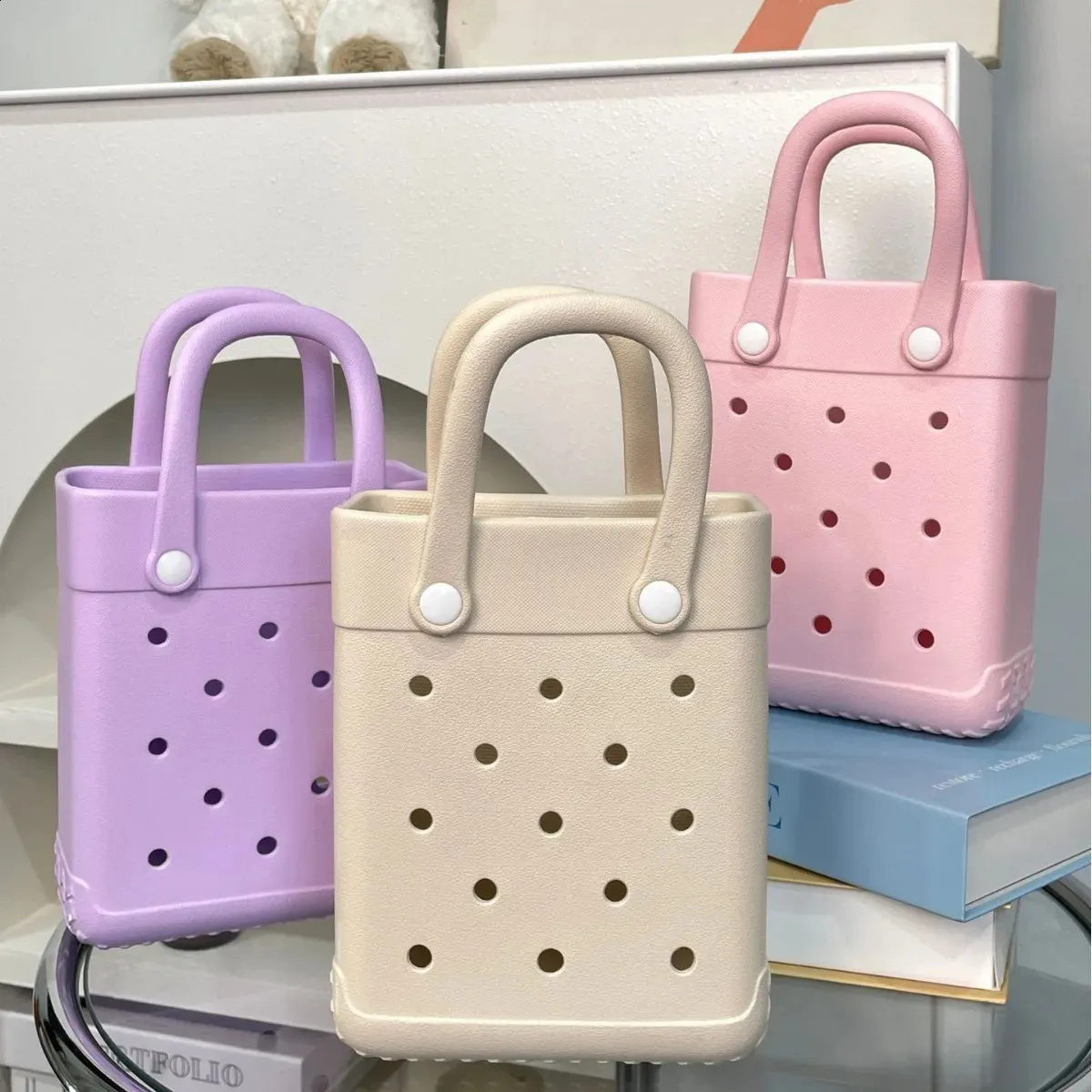 Lawaia beach handbag hole and drainage DIY cute jelly small square bag ...