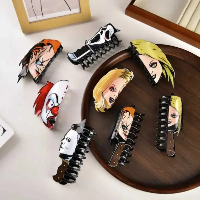 Claw Clip Hair Extensions, Novelty Face Design Hair Claw Clip Acrylic ...