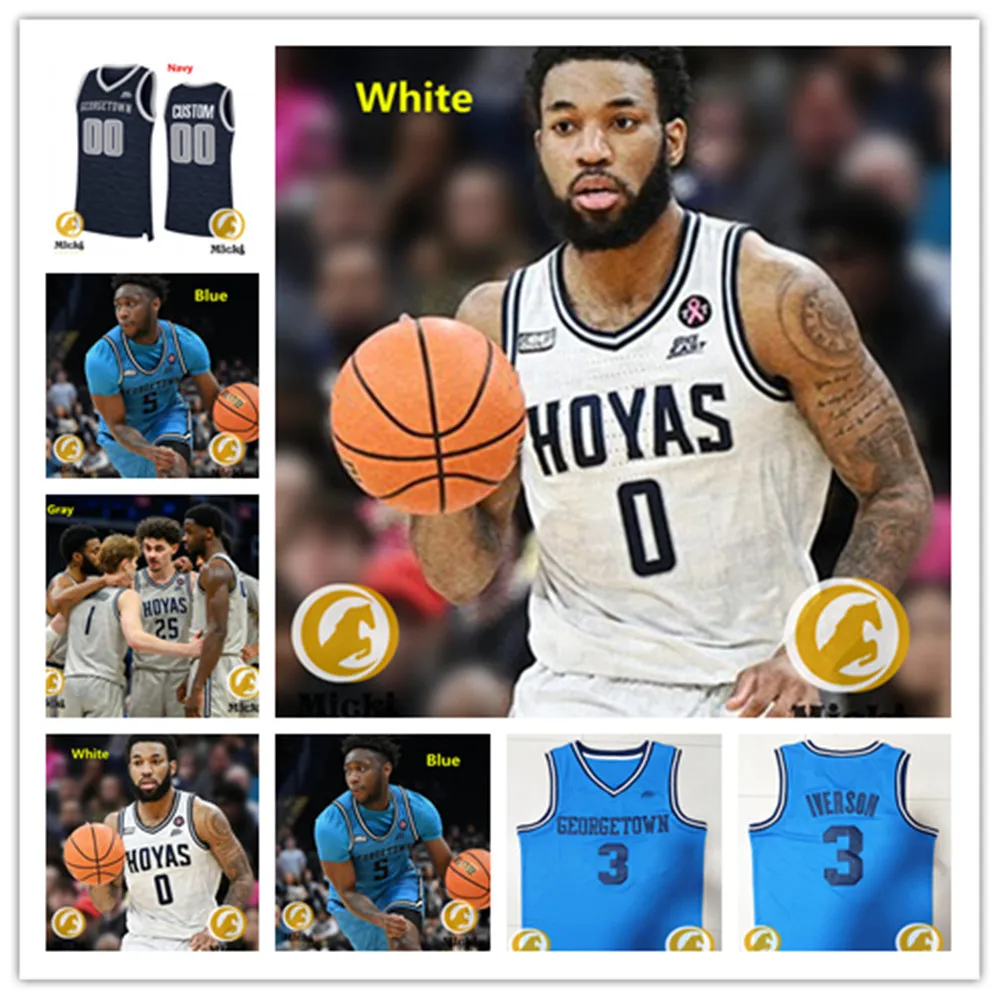 Custom Georgetown Hoyas Basketball Trikots Genäht, Personalisiert Mit ...