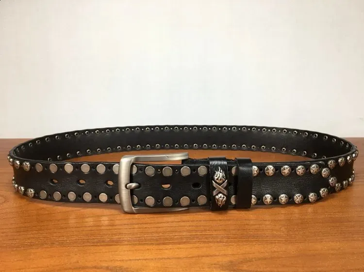 Handmade Punk Style Real Leather Rivet Belts for Jeans and Pants ...