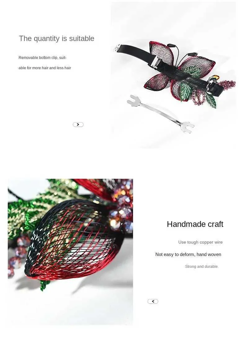 Copper Wire Butterfly Hair Clips for Women - Retro Luxury Crystal ...