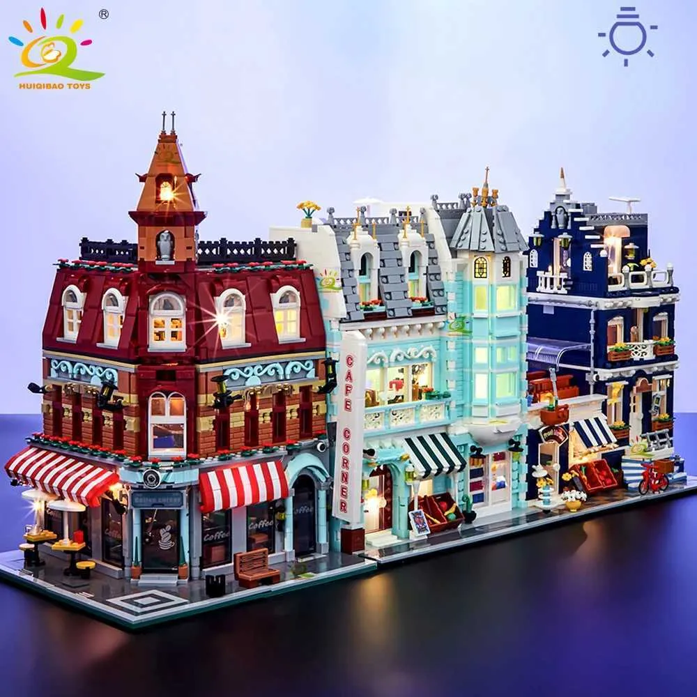 Building Blocks Mini City Corner Coffee Shop Architecture, Street View ...