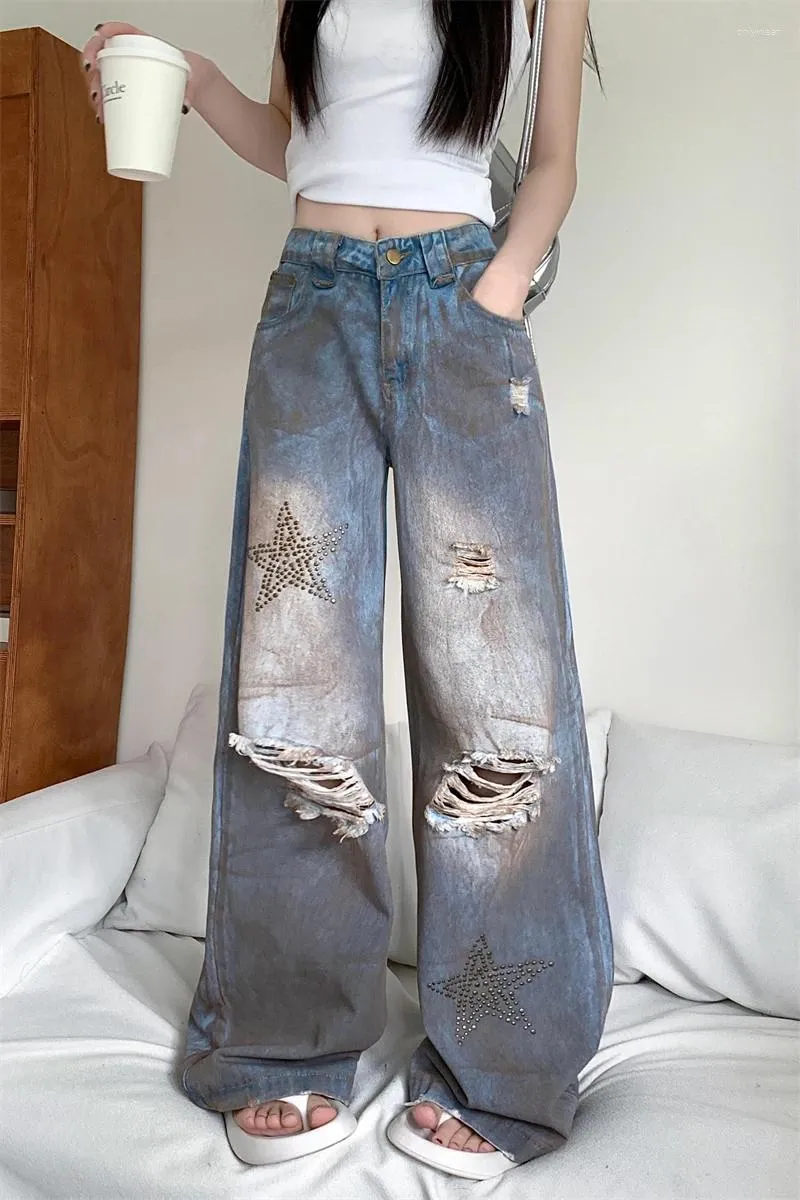 DHgate.com:Distressed Denim Y2K Jeans for Women - Blue DHgate.com:Distressed Denim Y2K Jeans for Women - Blue