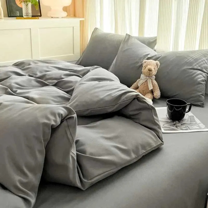 Solid Color Bedding Set - Brushed Microfiber, Soft & Cozy, 4-Piece ...