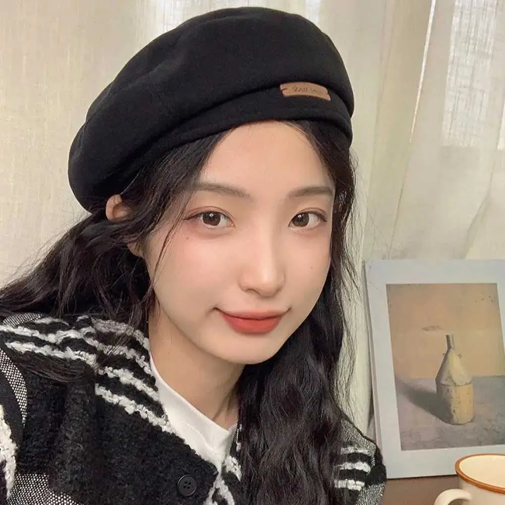Women's Wool Beret Hat - Autumn Winter Retro Style, Small Face, Warm ...