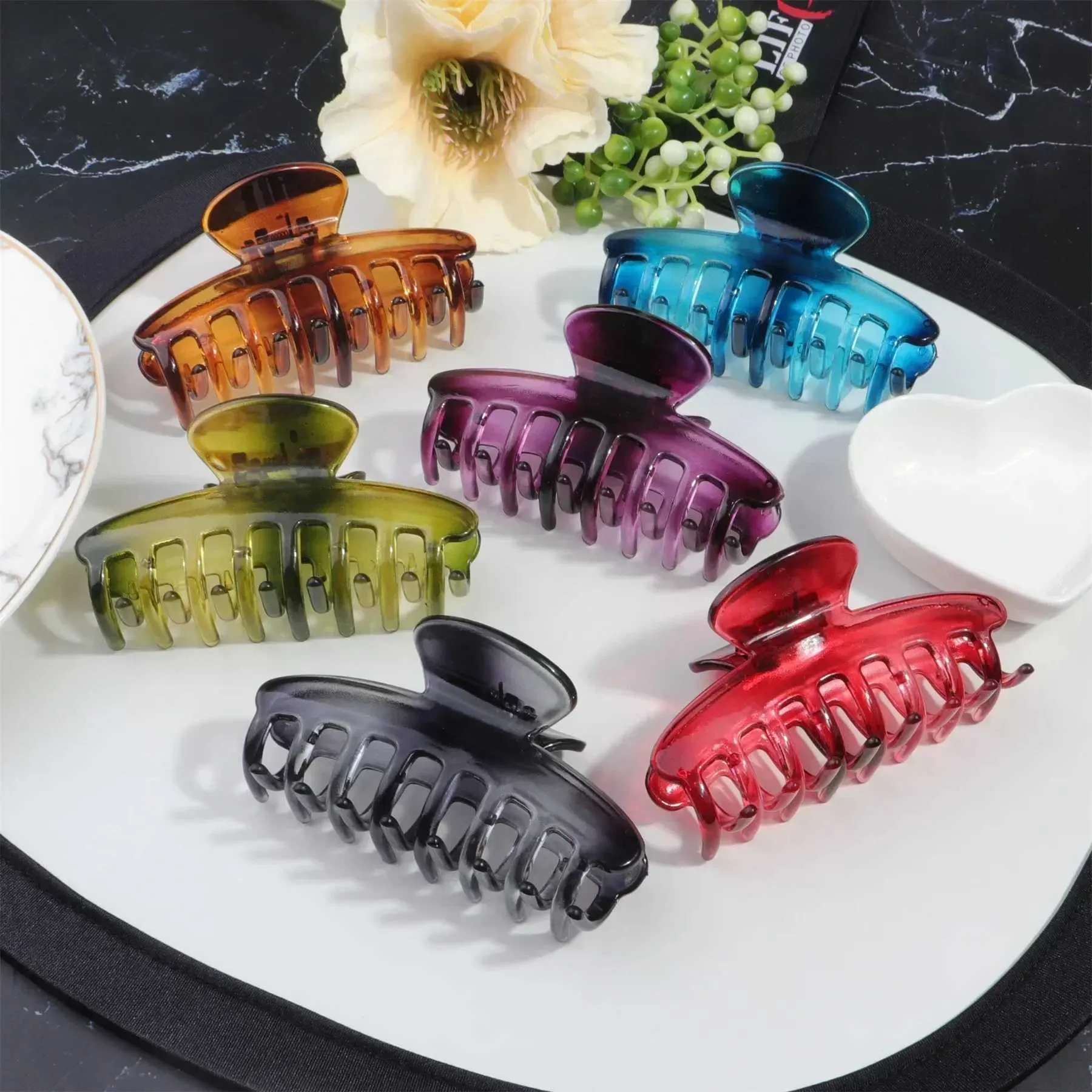 Gradient Transparent Hair Claw Clip, Daily Wear Hair Clip, Headband ...