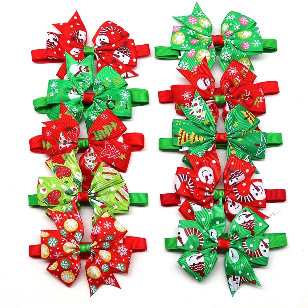 30 Pack Christmas Dog & Cat Bows - Small Dog Holiday Accessories - Red ...