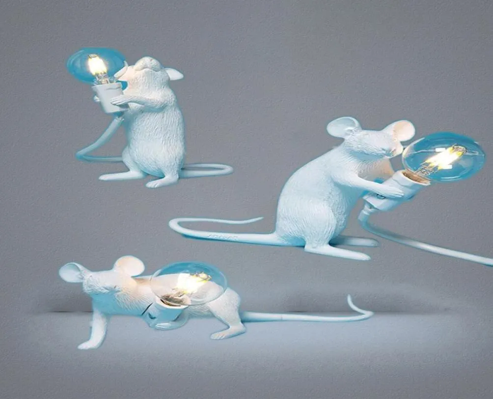 Cute Resin Animal Rat Mouse Monkey Table Lamp Modern Art In White ...