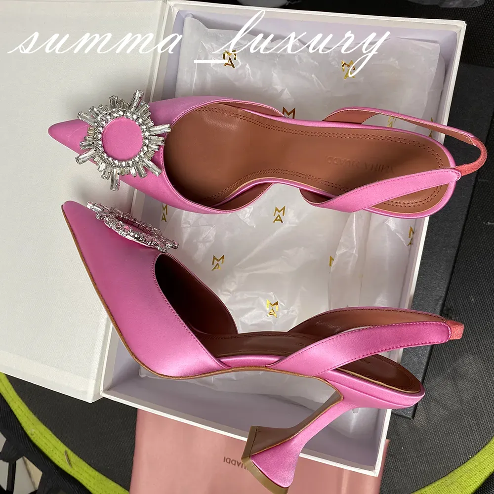 Crystal Embellished Mirror Face Slingback Sandals For Women Designer ...