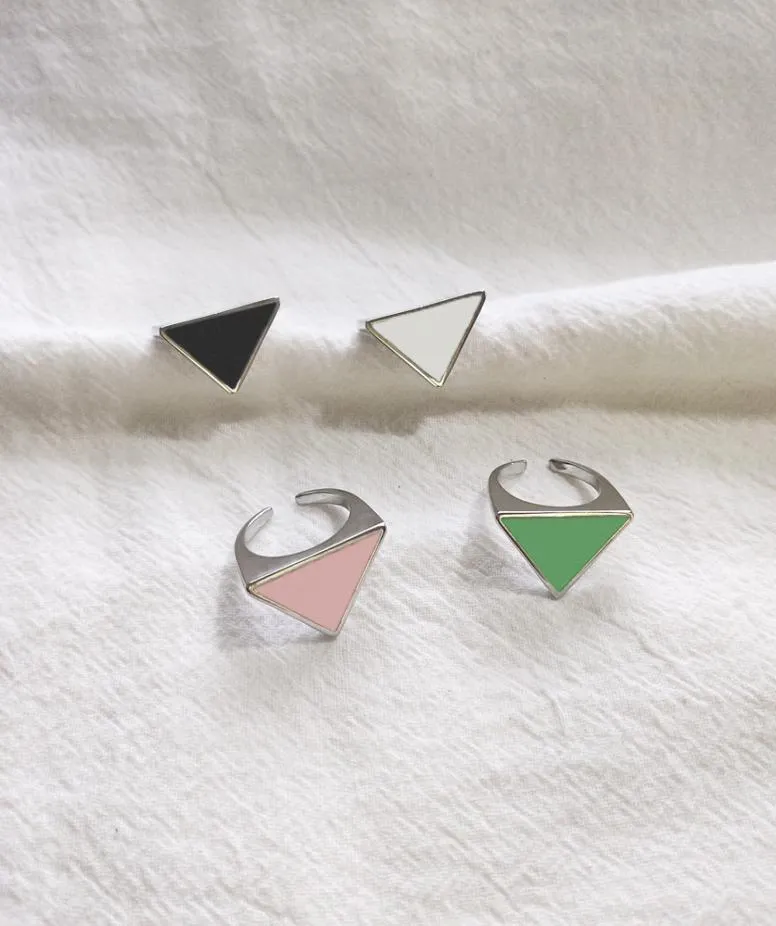 New Inverted Triangle Opening Rings Black White Green Pink Letter P ...