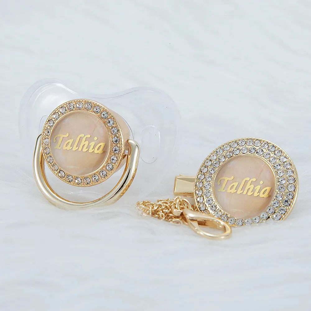 Personalized Bling Pacifier & Clip Set - Custom Name, BPA-Free Dummy ...
