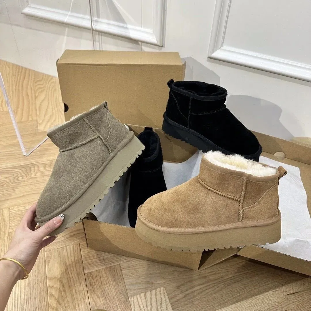 Women's Ultra Mini Platform Ankle Boots 2024 Winter Snow Boots Real ...
